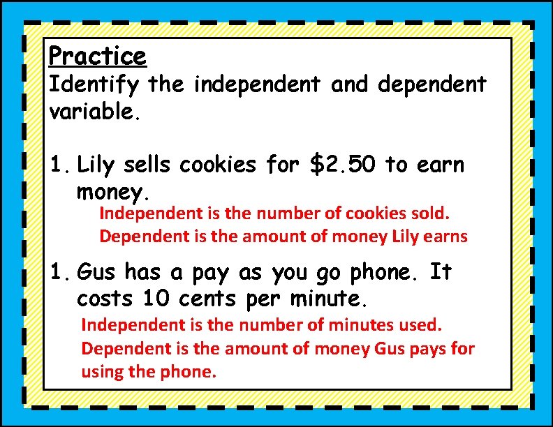 Independent and Dependent Variables 16 60 6 31