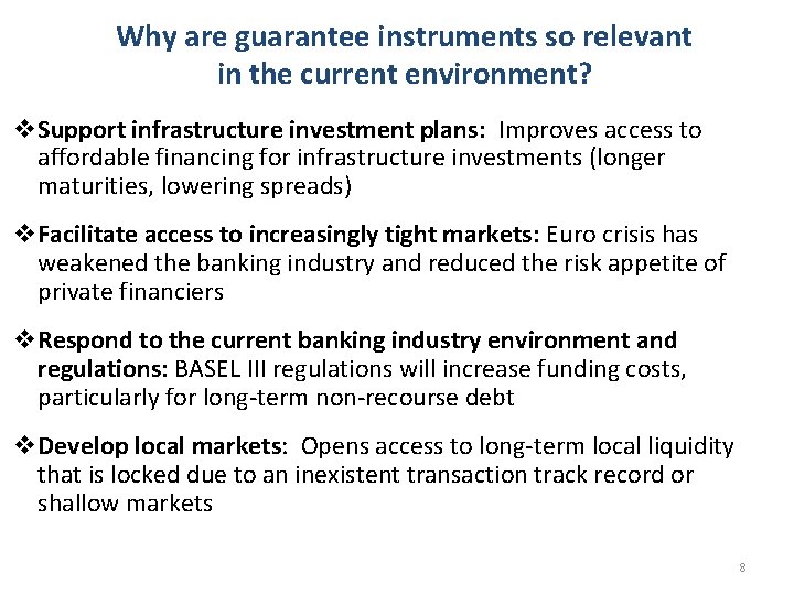 Modernizing World Bank Guarantee Products Guarantee Policy Modernization