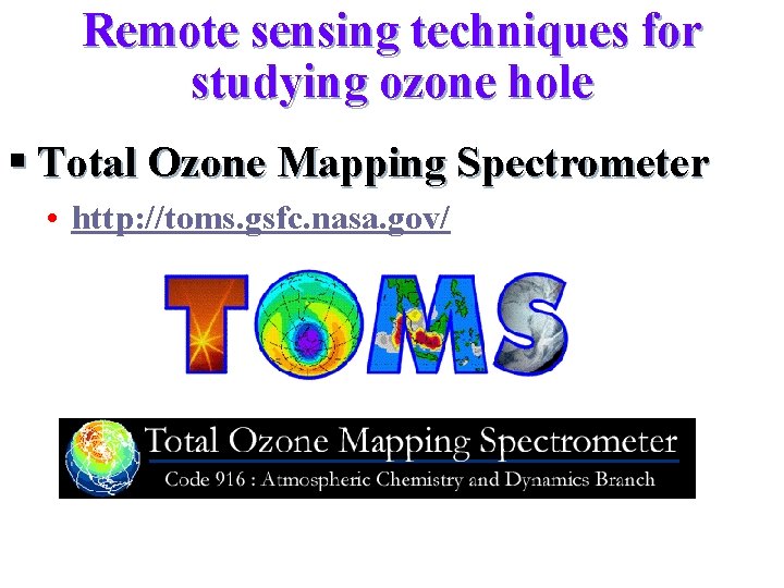 Section 3 Remote sensing of global change Ozone