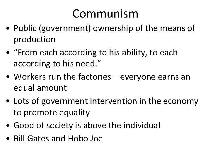 Economic Systems Capitalism Socialism Communism Liberty or Equality
