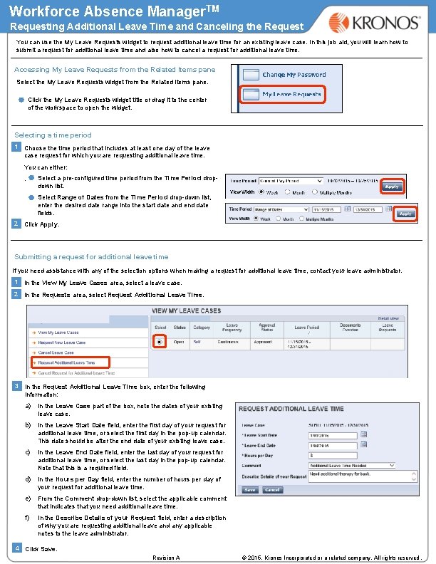 Workforce Absence Manager TM Requesting a New Leave