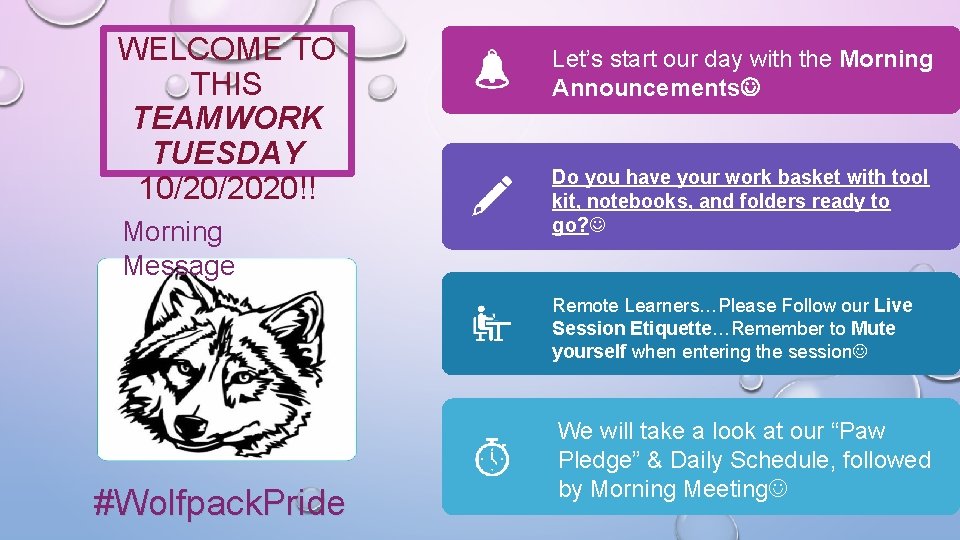 WELCOME TO THIS TEAMWORK TUESDAY 10202020 Morning Message