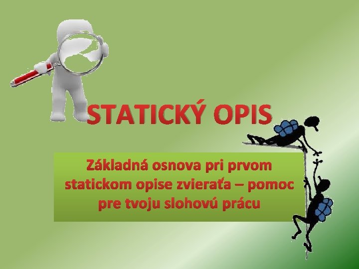 STATICK OPIS Zkladn osnova pri prvom statickom opise