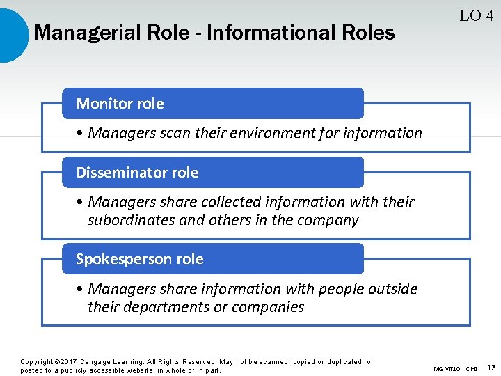 1 Management Copyright 2017 Cengage Learning All Rights