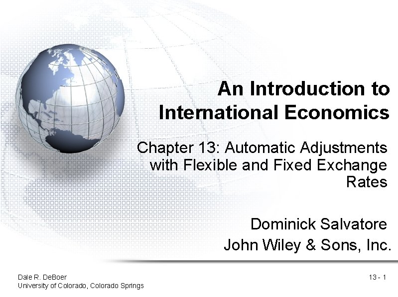 An Introduction to International Economics Chapter 13 Automatic