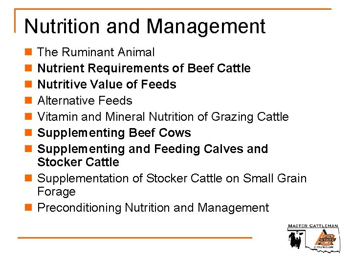 An Introduction to The OSU Master Cattleman program