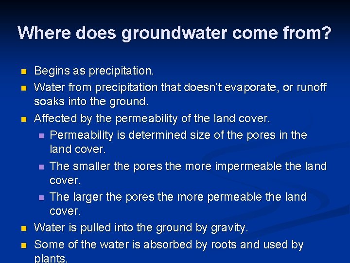 LEQ How does water move through underground layers