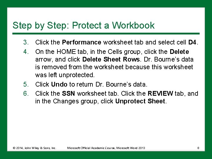 Microsoft Excel 2013 Lesson 11 Securing and Sharing