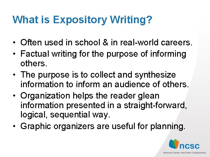 What is Expository Writing Often used in school
