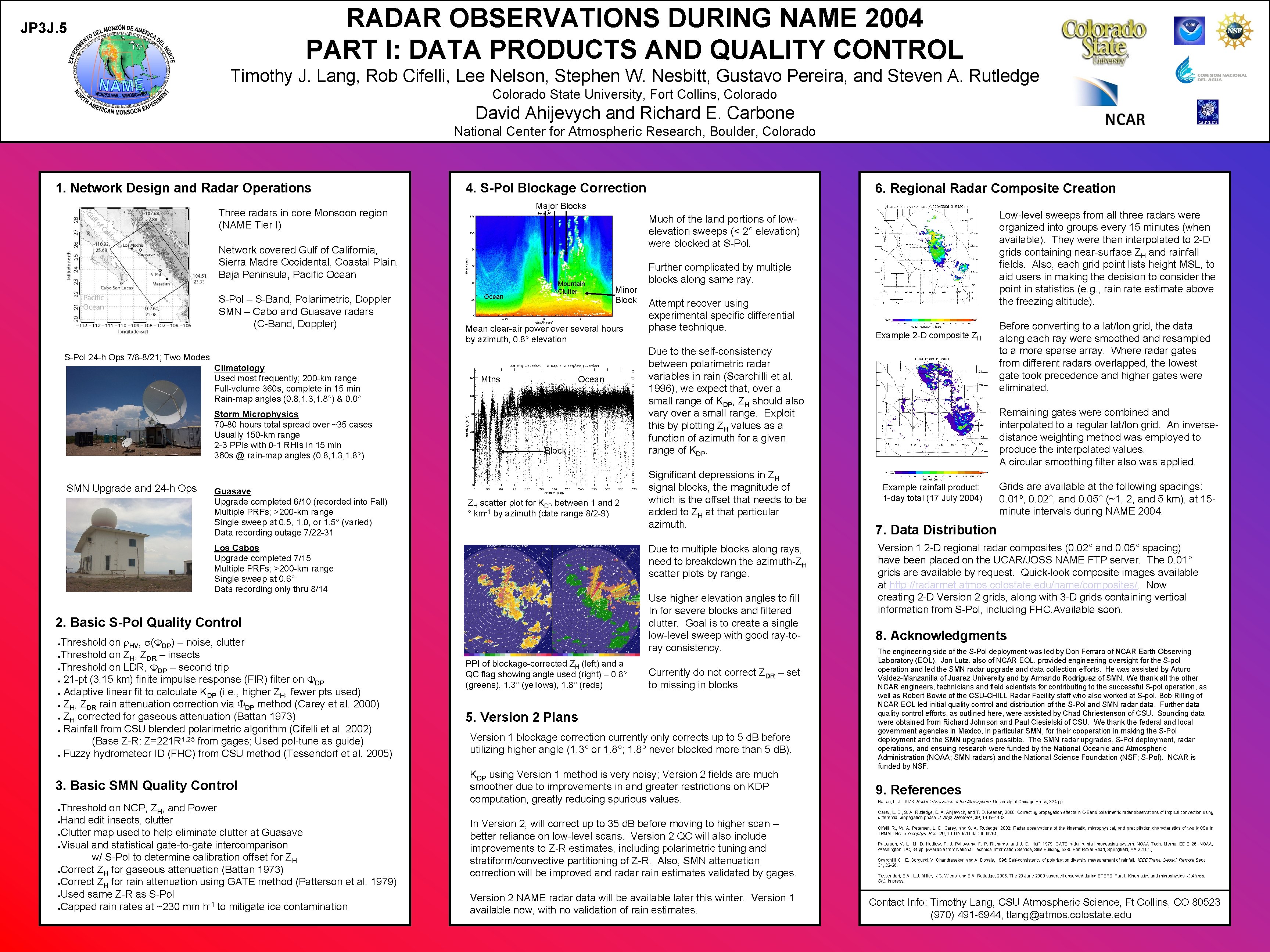 RADAR OBSERVATIONS DURING NAME 2004 PART I DATA