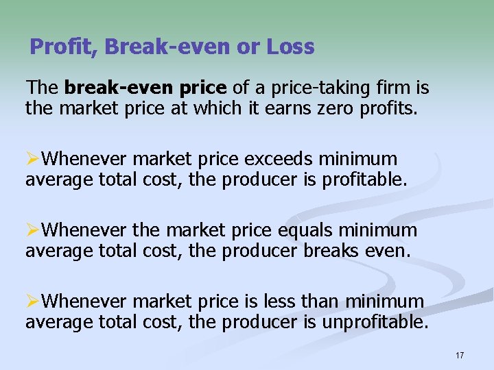 CHAPTER 9 Perfect Competition and the Supply Curve