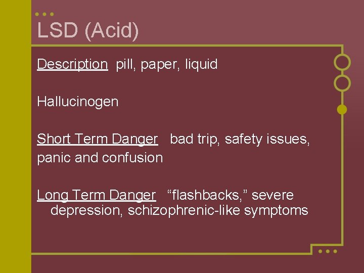 Substance Abuse NOTES alcohol the drug that causes
