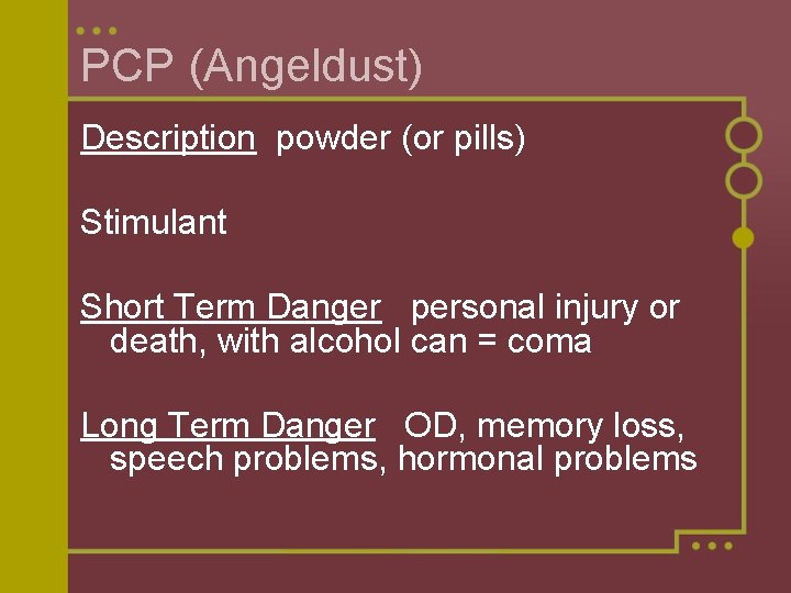 Substance Abuse NOTES alcohol the drug that causes