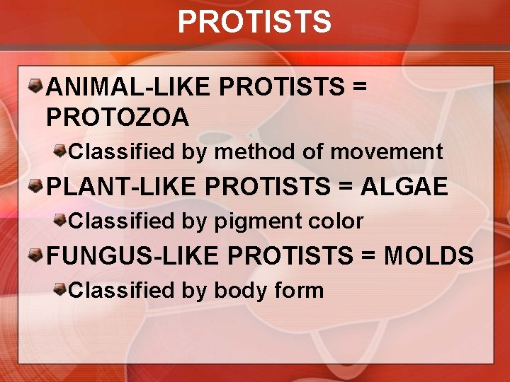 PROTISTS PROTISTS COMMON EXAMPLES Amoeba paramecium euglena volvox