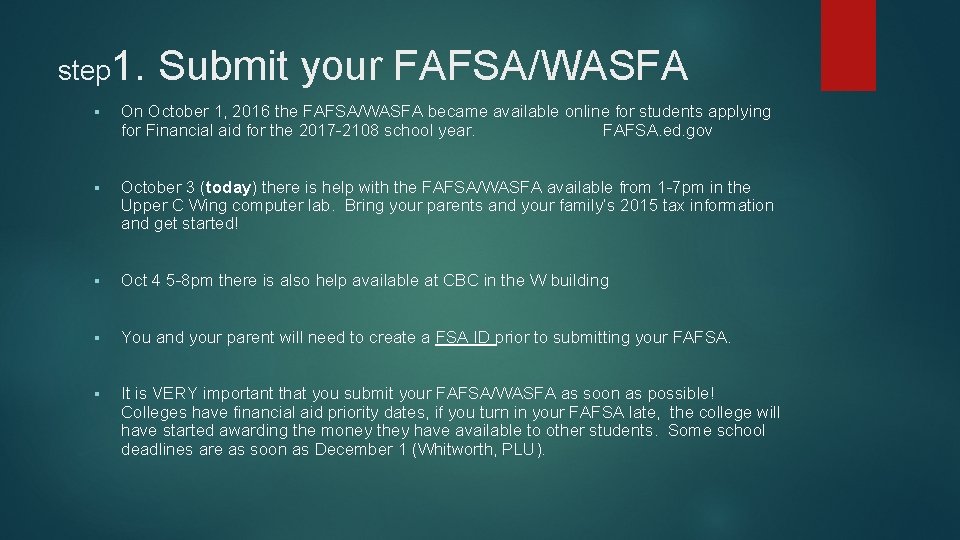 Welcome Class of 2017 OCTOBER 3 CLASS MEETING