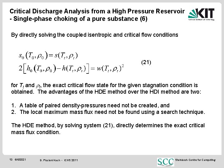 A Homogeneous Nonequilibrium Twophase Critical Flow Model Travis