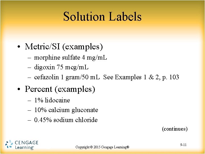 Chapter 9 Parenteral Medication Labels and Dosage Calculation