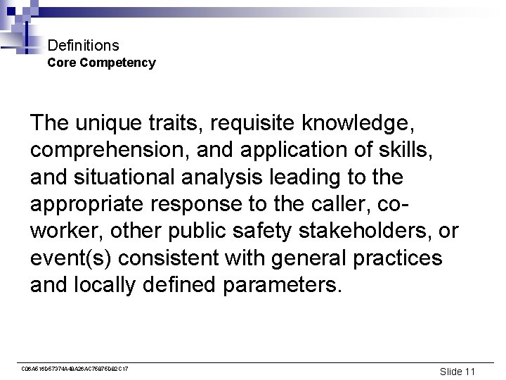 Standard Operating Procedure Competencies and Minimum Training Standards