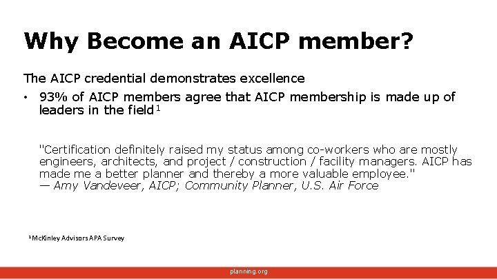 AICP Candidate Pilot Program Overview Benefits of APA