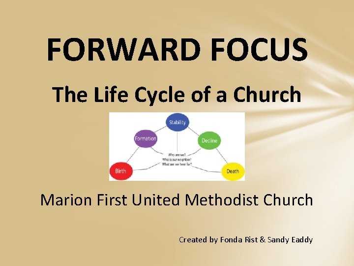 FORWARD FOCUS The Life Cycle of a Church