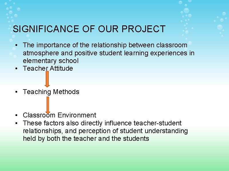 CREATING A POSITIVE CLASSROOM EXPERIENCE TO PROMOTE LEARNING
