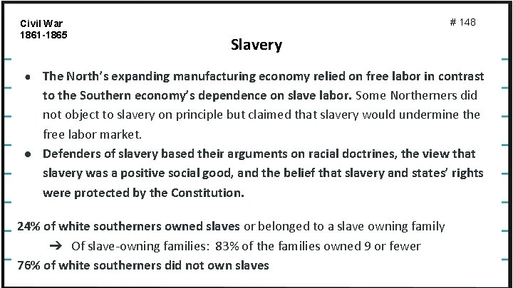 Civil War 1861 1865 146 Sectionalism and Slavery
