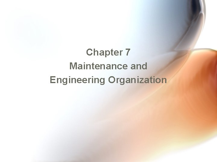 Chapter 7 Maintenance and Engineering Organization Organization Structure