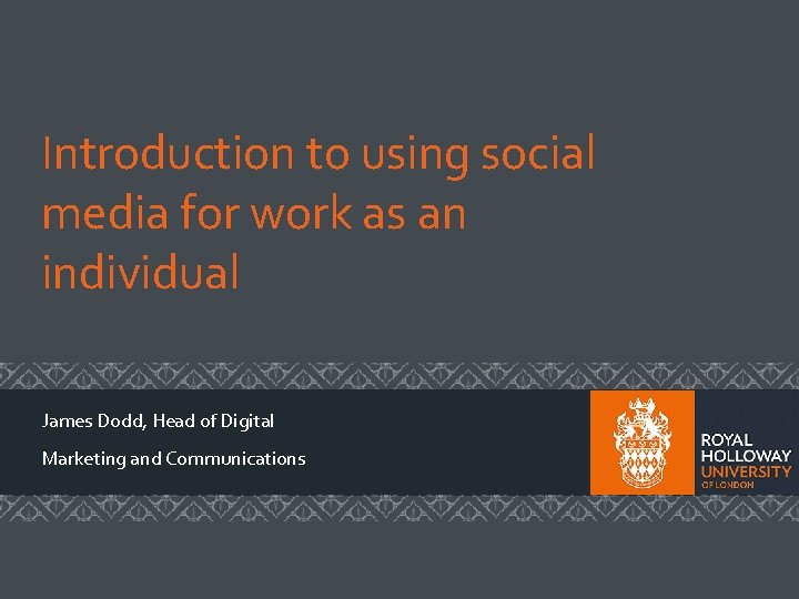 Introduction to using social media for work as