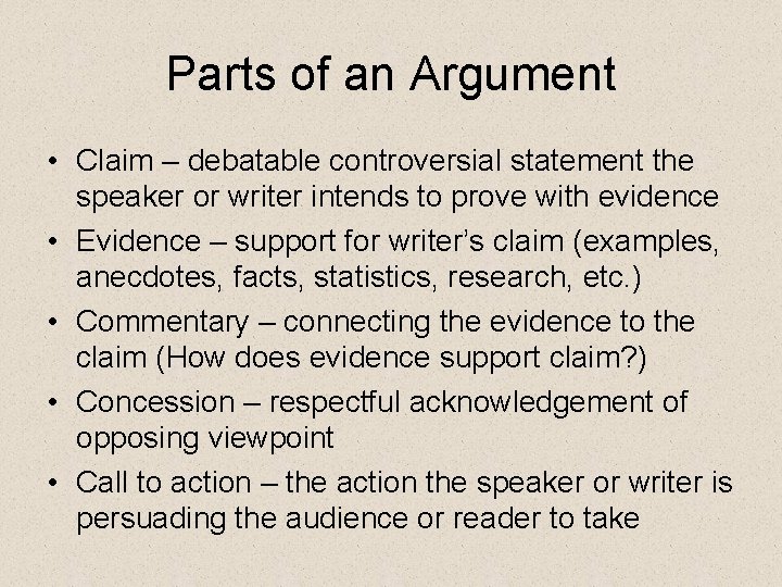 Elements of an Argument s h o er