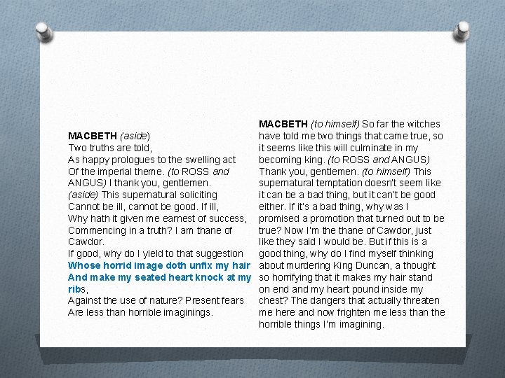 Macbeth Act I Analysis Thesis O Our working