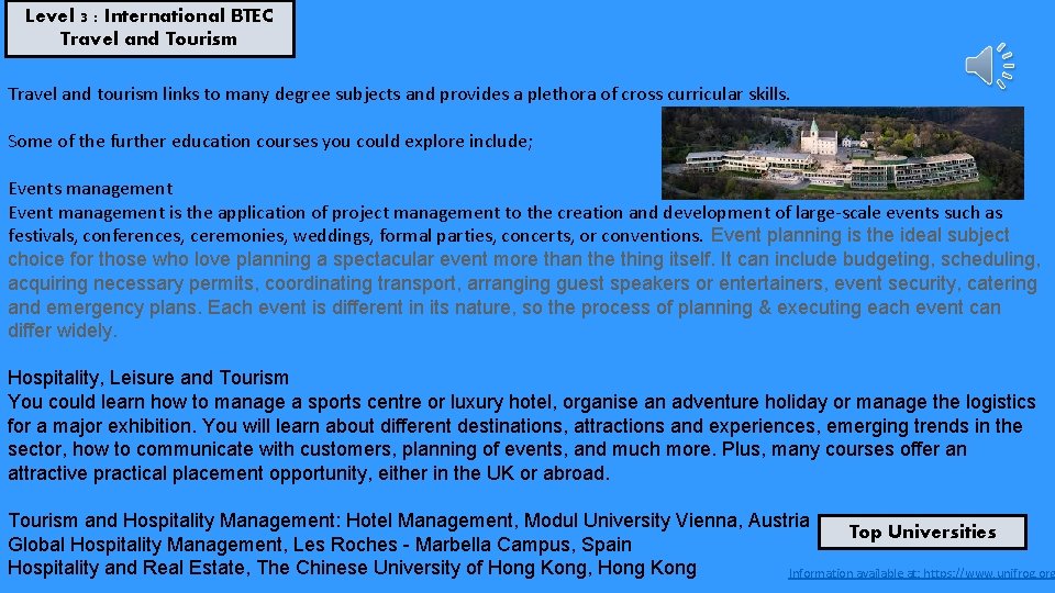 BTEC International Level 3 Travel and Tourism For