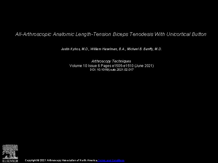 AllArthroscopic Anatomic LengthTension Biceps Tenodesis With ...