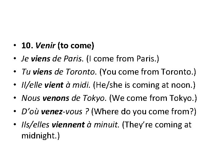 The 10 most commonly used French verbs 1