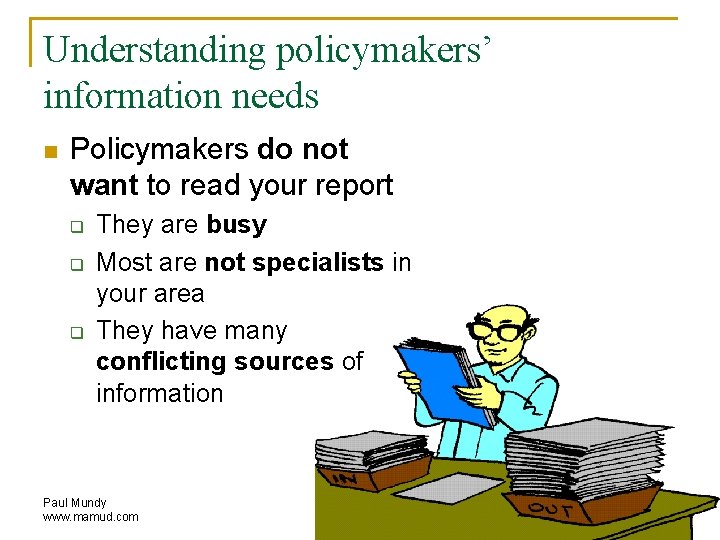 Policy briefs Paul Mundy www mamud com Examples