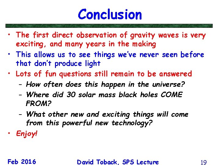 Society of Physics Students Lecture Einstein Black Holes