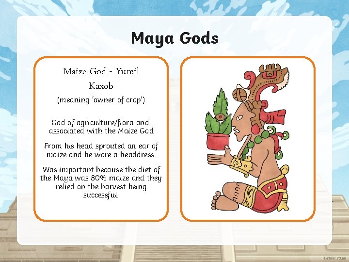 The Maya World The Maya people believed that