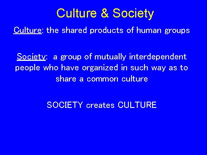 Culture Society Culture the shared products of human