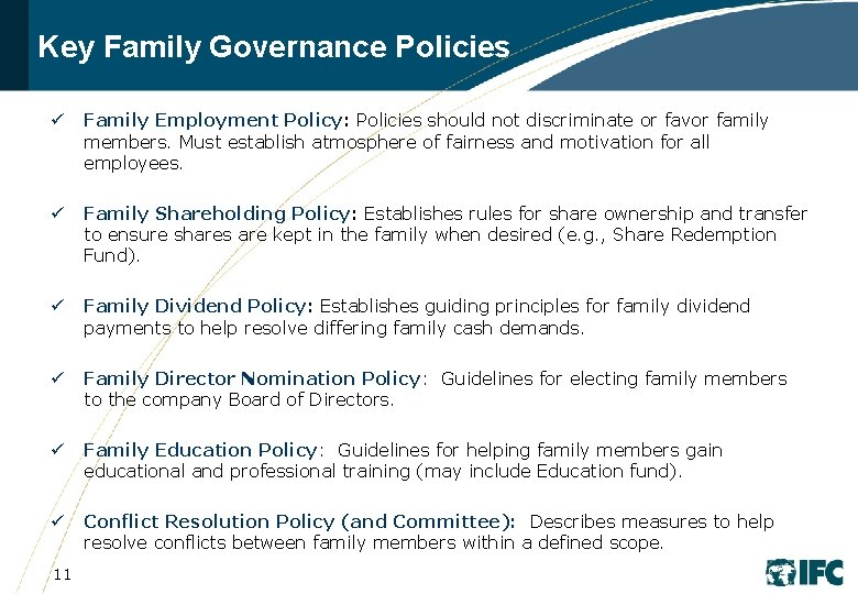 IFC Corporate Governance Family Governance Introduction Family Business