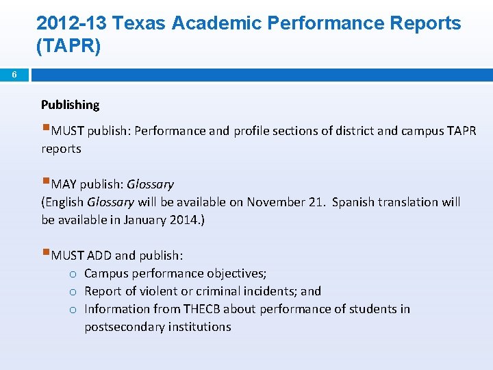 State Accountability Update TETN Session 18319 November 14