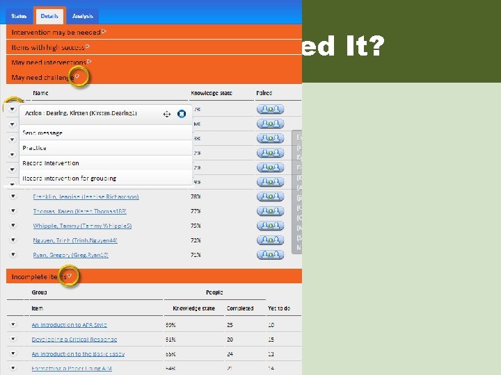 intelli Path Analysis Tab Phase 3 Training Data