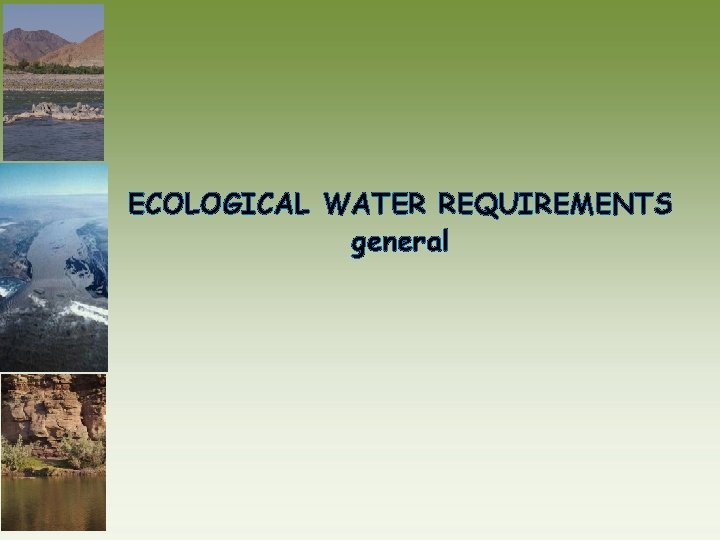 ECOLOGICAL WATER REQUIREMENTS general ECOLOGICAL WATER REQUIREMENTS Setting