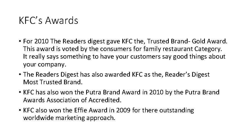 KFC Kentucky Fried Chicken Total Quality Management of