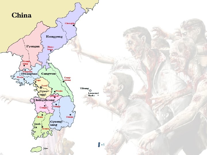 Zombie Pandemic Components Map projected on magnetic board