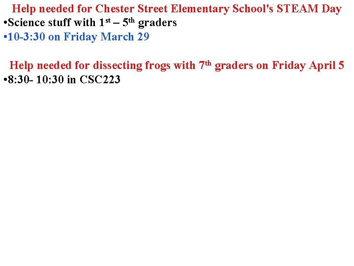 Help needed for Chester Street Elementary Schools STEAM