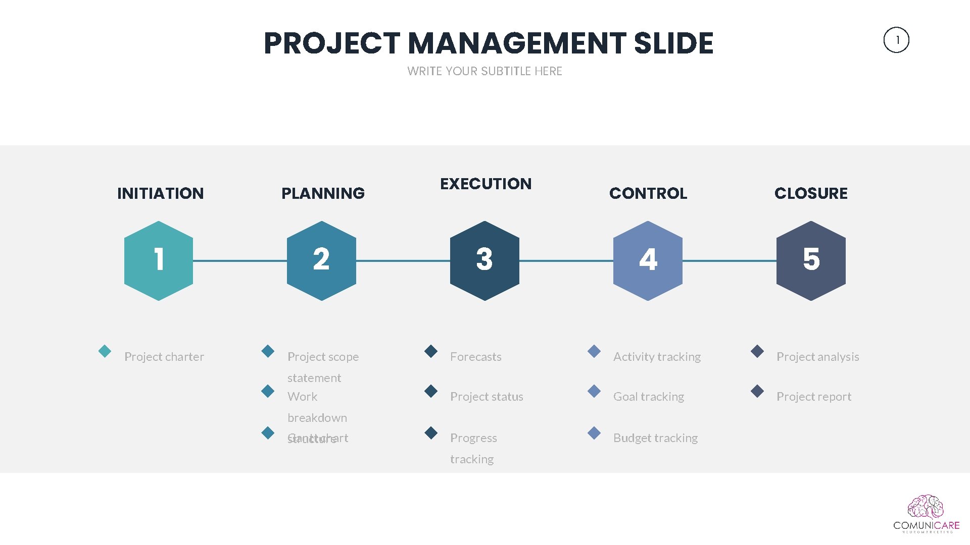 PROJECT MANAGEMENT SLIDE 1 WRITE YOUR SUBTITLE HERE