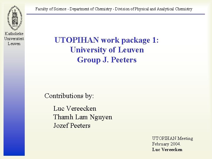 Faculty of Science Department of Chemistry Division of