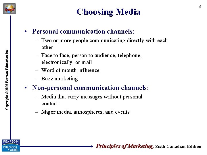 Copyright 2005 Pearson Education Inc Integrated Marketing Communication