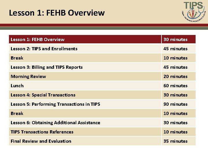 Tribal Insurance Processing System TIPS 101 Training Welcome