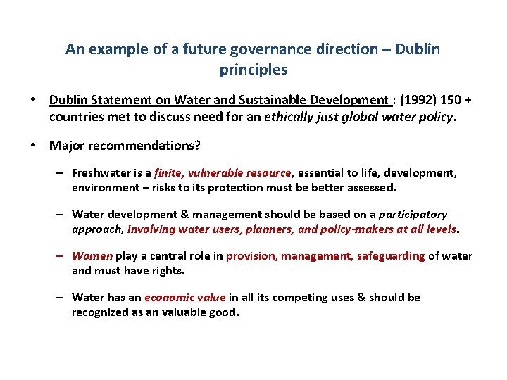 Water governance David L Feldman Professor and Chair
