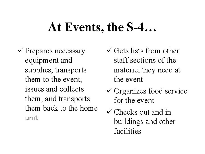Duties and Responsibilities of an S4 Supply and